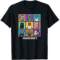 Amazon | Minecraft Group Shot Colored Box Up Tシャツ | Tシャツ・カットソー 通販