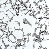 Amazon | ファイニエ イヤリング パーツ ゴールド 40個 KC金 ネジバネ式 8mm 台座 丸皿 カン無し アクセサリー 金具 ...