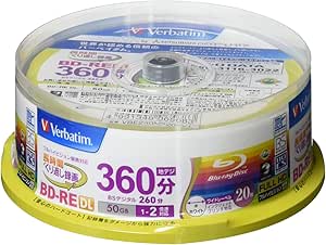 Amazon.co.jp： Verbatim バーベイタム くり返し録画用 ブルーレイディスク BD-RE DL 50GB 20枚 ホワイトプリンタブル 片面2層 1-2倍速 ...