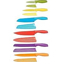 Amazon Basics 12-Piece Color-Coded Kitchen Knife Set, 6 Knives with 6 ...