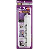 Amazon.co.jp: エルパ (ELPA) スイッチ付タップ 雷ガード コンセント 延長コード LED 上差し 4個口 2m WLS-LU420MB(W) : パソコン・周辺機器