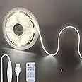 Amazon.co.jp: クリアヒル（Clearhill）5V COB LEDストリップライト リモート調光スイッチ付き 2M 昼白色 6500K LED320個/M 幅8mm 非防水 ...
