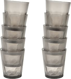 Amazon.co.jp : プラキラ グラス タンブラープラキラ(Plakira) クラッシュ スモーク 黒 10個セット 直径8×高さ9cm 250ml 割れないコップ トライタン 食洗機 ...