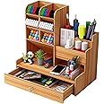 Hggzeg Wooden Desk Organiser DIY Desktop Tidy Pen Holder Large Capacity ...