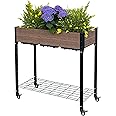 Amazon.co.jp: Everbloom エバーブルーム 人工木 高架式 移動式 ガーデン プランター/下棚貯蔵スペース付き 園芸ベンチ 幅91 x 奥行45 x 高さ91 ...