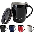 Amazon | 西田(Nishida)蓋つき ステンレスマグカップ 380ml 保冷 保温 真空 フタ 付き 直飲み口 カップ コップ タンブラー オフィス おしゃれ お洒落 かわいい ...