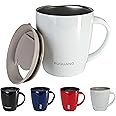 Amazon | 西田(Nishida)蓋つき ステンレスマグカップ 380ml 保冷 保温 真空 フタ 付き 直飲み口 カップ コップ タンブラー オフィス おしゃれ お洒落 かわいい ...