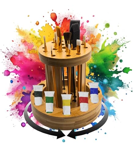 40 Hole Brush Holder Rotating Paint Brush Holder With 40 Holes ...