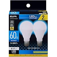 Amazon.co.jp: エルパ (ELPA) LED電球A形広配光 E26 昼光色相当 屋内用 2個入 LDA7D-G-G5103-2P
