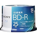 Amazon.co.jp: ソニー(SONY) ブルーレイディスク BD-R 25GB (1枚あたり地デジ約3時間) 1回録画用 50枚入り 4倍速ダビング対応 ケース無し ...