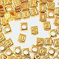 Amazon.co.jp: ファイニエ アルファベット ビーズ キューブ ゴールド 7mm 300個 アクセサリー パーツ CCBプラスチック ...