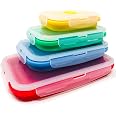 Set of 4 Collapsible Silicone Food Storage Container, Leftover Meal Box ...
