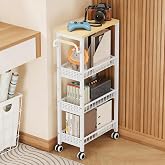 BYUNER Slim Storage Cart with Wheels 4 Tier Kitchen Trolley Bathroom ...