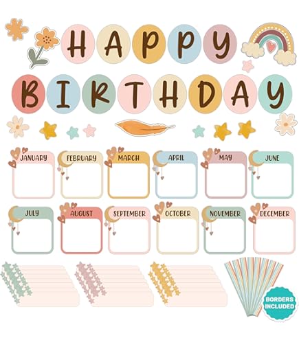 Cute Classroom Birthday Bulletin Board Set Hot Air Balloon Happy ...
