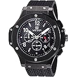 Amazon | [HYAKUICHI 101] 腕時計 ウォッチ 100m防水 クロノグラフ 日付表示 ラバーベルト ブラック×ピンク ...