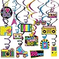 Bessmoso 28Pcs 80s Retro Neon Party Streamers - Multi-Colored Cardstock ...
