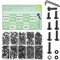 M2.5 Screws 410 Pcs Button Head Hex Socket Head Cap Screws Bolts, Small ...