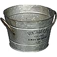 Amazon｜アビテ バケツ アンティーク風 ジャルダン ラウンドカン M シルバー WO-902-AA｜バケツ オンライン通販