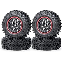 Amazon | RCタイヤホイール ビードロック クローラーホイールリムタイヤセット For SCX24 90081 (レッド) | ラジコン・ドローン 通販