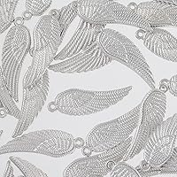 Amazon | ファイニエ チャーム 羽 シルバー アンティーク ウィング 40個 プラ製 カン付き アクセサリートップ パーツ ...