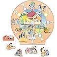 Bluey Wooden Routine Clock 15-Piece Activity Toy Playset : Amazon.com ...