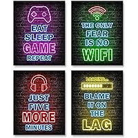 Printed Neon Gaming Posters for Boys Room Decor, Gaming Room Decor ...