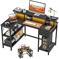 Amazon | Alebert デスク 机 pcデスク 幅120cm 「メーカー一年保証」 引き出し・収納袋・モニター台付き パソコンデスク ゲーミングデスク 勉強机 桌子 テーブル 作業机 ...