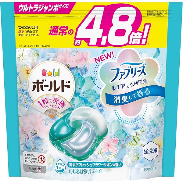 P＆G ボールドジェル 爽やかフレッシュフラワーサボンの香り つめかえ用 ウルトラジャンボサイズ 1680g 1パック - 洗剤・柔軟剤・クリーナー