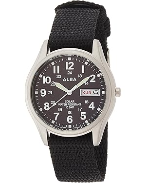 Amazon.co.jp: [セイコーウォッチ] 腕時計 アルバ ソーラー 日付・曜日表示付き ハードレックス ナイロンバンド AEFD557 ...