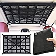 Amazon | Temiry 耐荷重の改善 天井収納ネット 90*65cm 荷物落下防止 ルーフネット車 2層タイプ ファスナー付き 車用収納ネット 収納便利 ポケット付き 荷物固定ネット ...