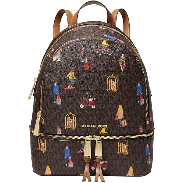 MICHAEL Michael Kors Brown/Multi Rhea Zip Backpack Medium