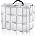 Kurtzy 3-Tier Stackable Storage Box with 30 Compartments - Adjustable ...