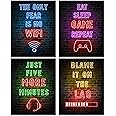 Printed Neon Gaming Posters for Boys Room Decor, Gaming Room Decor ...