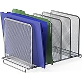 SimpleHouseware Expandable 5 Section Upright File Sorter Organizer, 2 ...