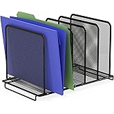 SimpleHouseware Expandable 5 Section Upright File Sorter Organizer, 2 ...