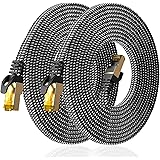 Amazon.co.jp: BUSOHE Cat8 LANケーブル 1M 2本セット フラットケーブル 40Gbps 2000MHz RJ45 コネクタ付き ギガビット 高速 イーサネット ...