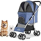 Amazon | Petmoon ペットカート 猫 犬 バギー 中型犬 多頭用 カート 小型犬 中型犬 犬用ベビーカー 3way 折りたたみ 四輪 介護用 お出かけ 軽量 組み立て簡単 前輪 ...